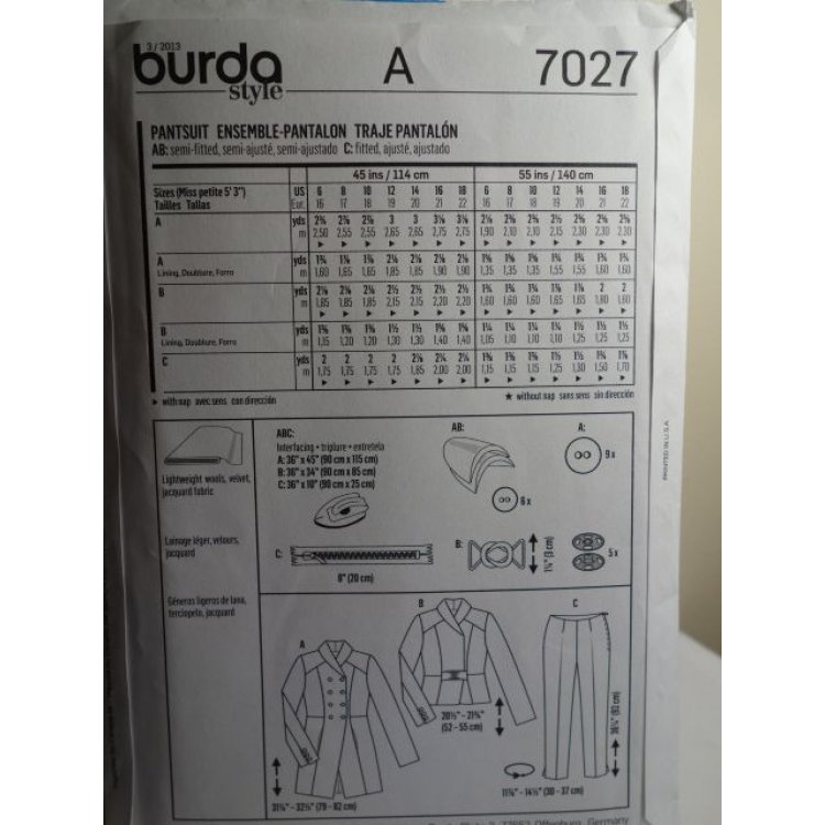 BURDA Sewing Pattern 7027